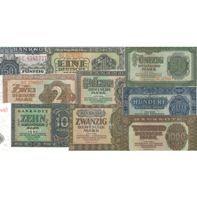 DDR erste Banknoten 1948 9 Werte Kassenfrisch