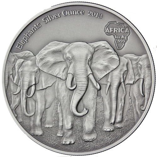 Silber 1 Unze Elefant Antique Finish Silver Ounces 2013