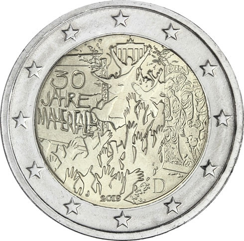 2 Euro Munze 30 Jahre Mauerfall Original